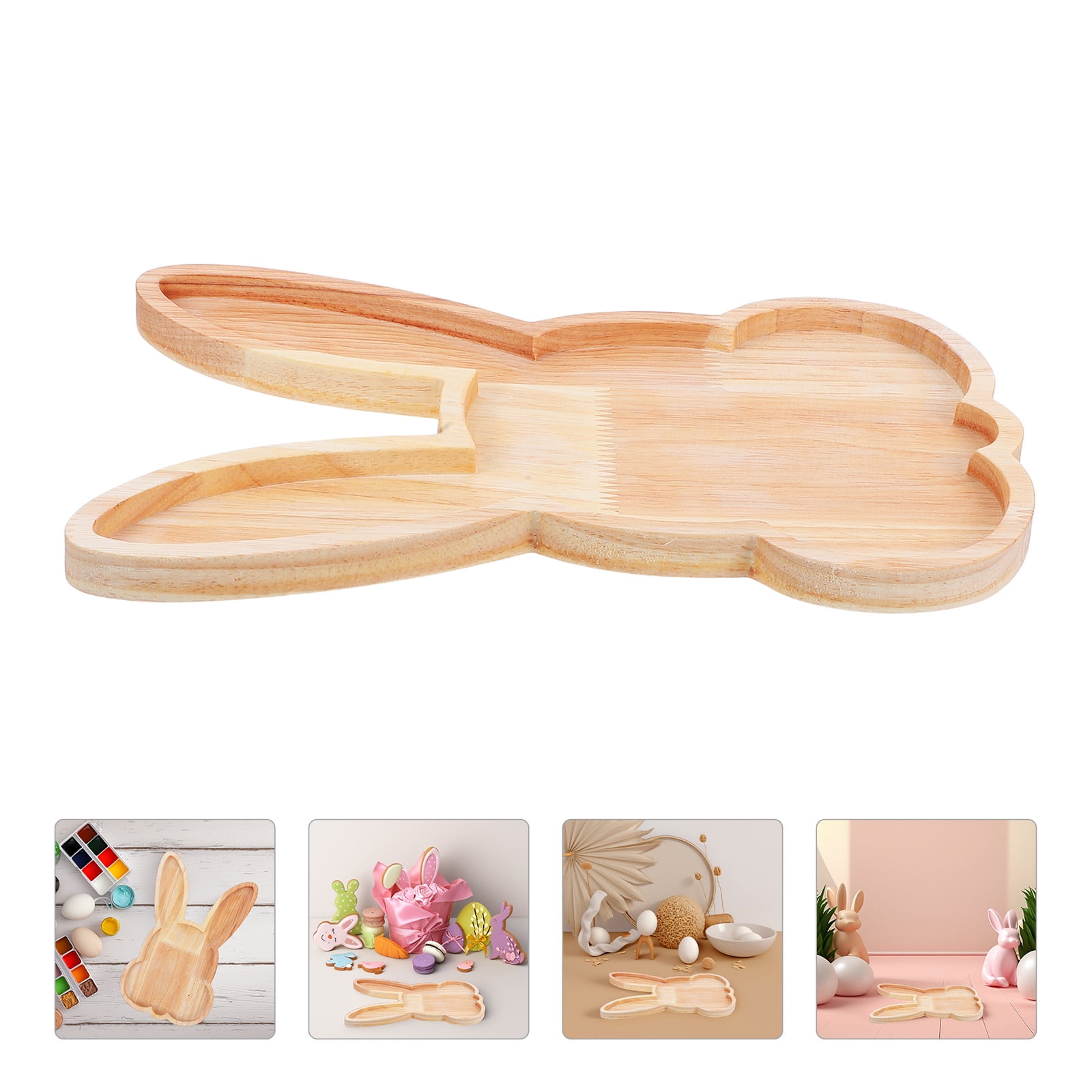 Farmhouse Serving Tray Easter Bunny Platter Wood Plate Nesting Rabbit ...