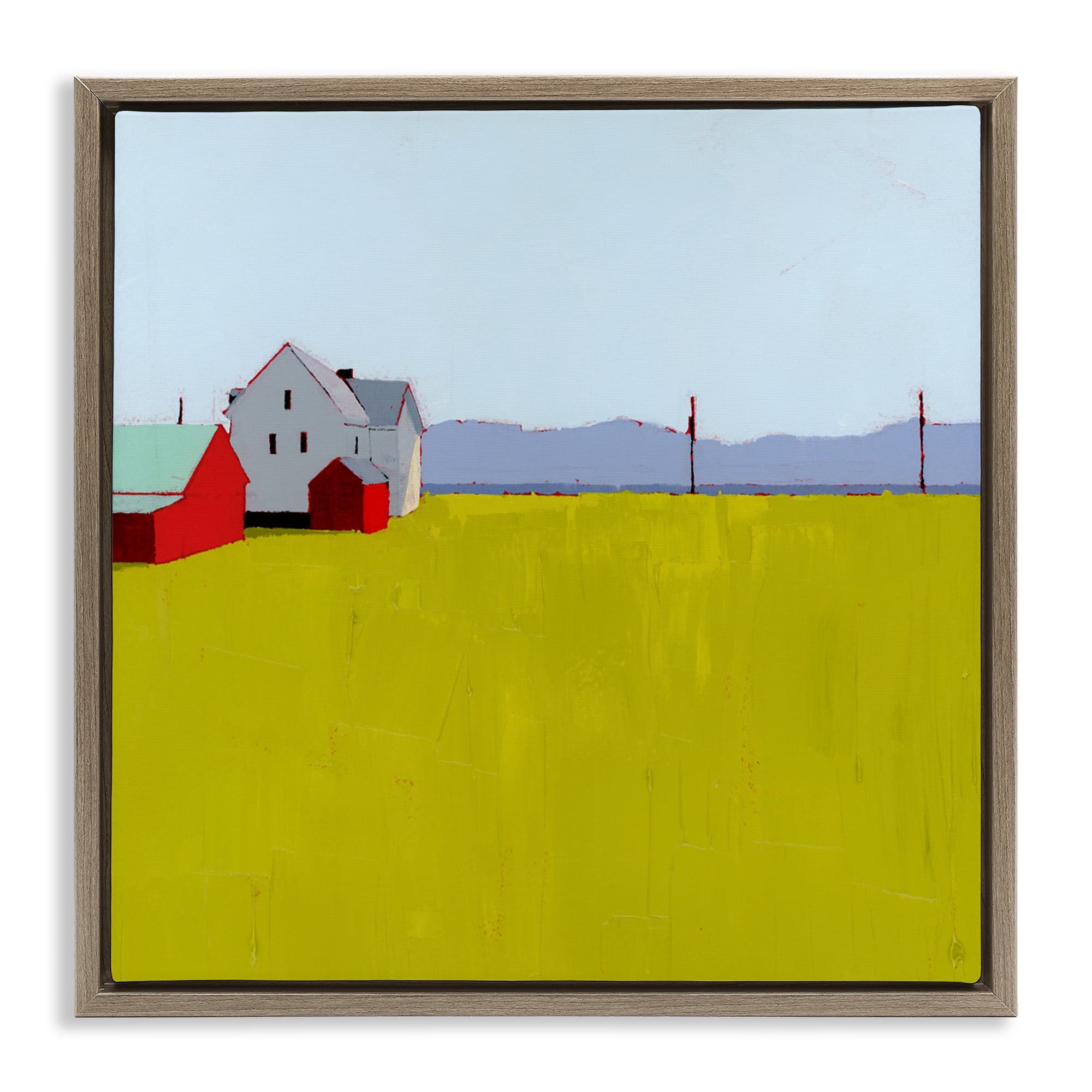 Farmhouse & Shed Landscape Brown Framed Floater Canvas Wall Art, design ...