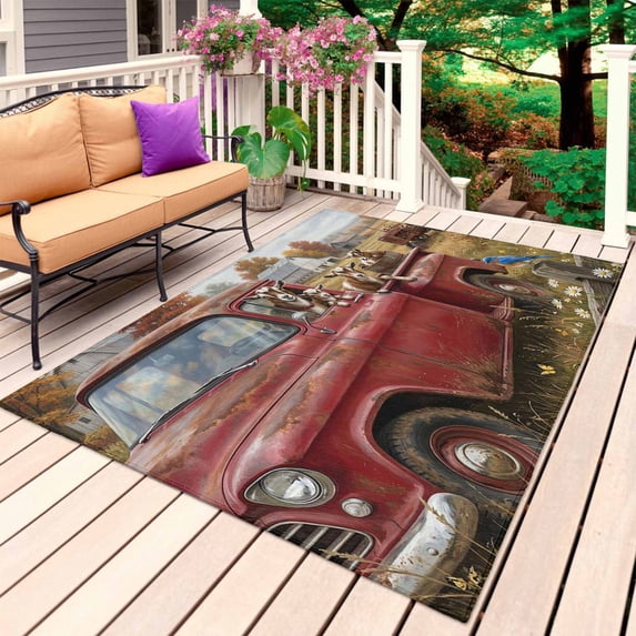 Farmhouse Sheep Outdoor Rug 3x5 Ft, Non Slip Washable Area Rug, Rustic ...