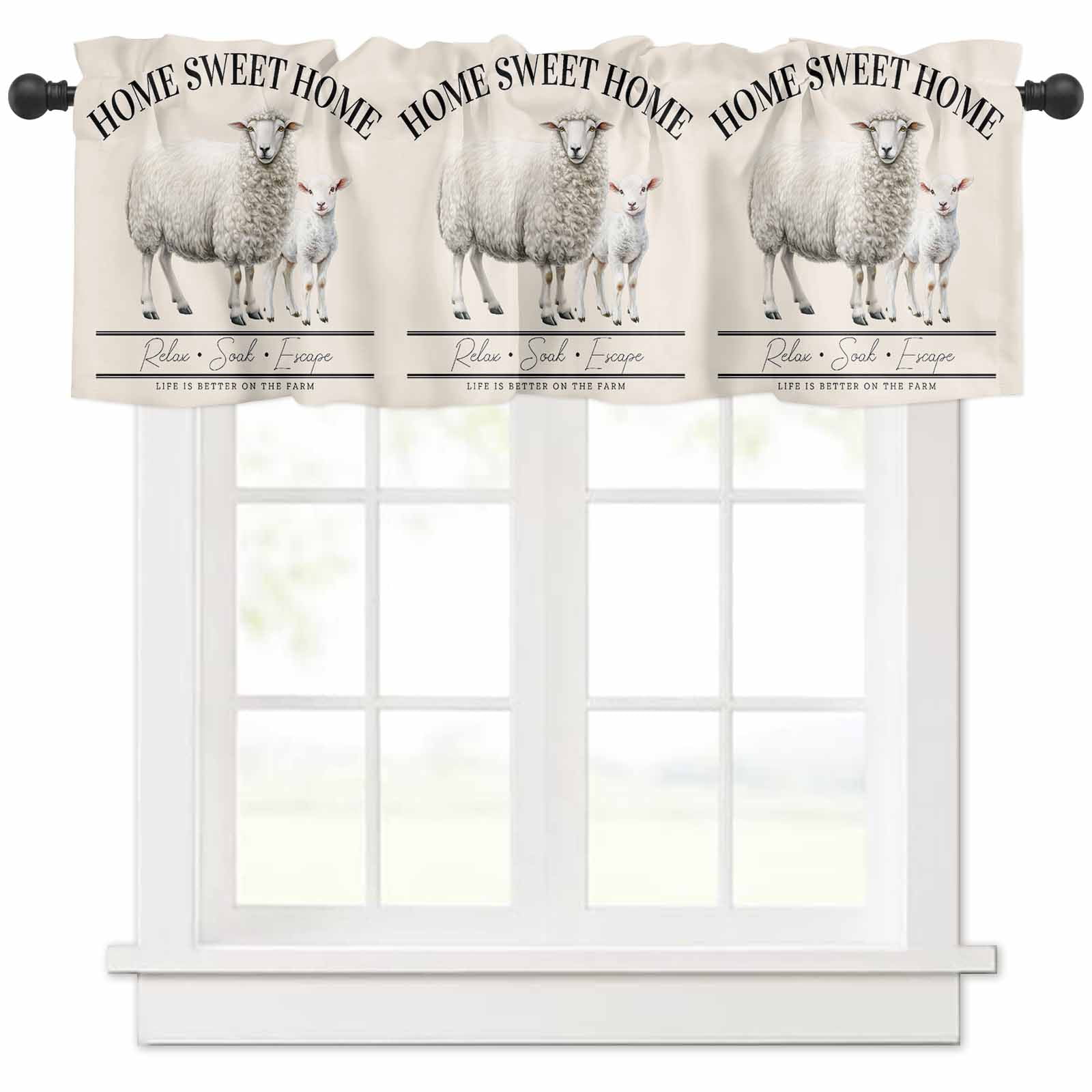Farmhouse Sheep Valances for Windows Farmhouse Kitchen Curtains ...