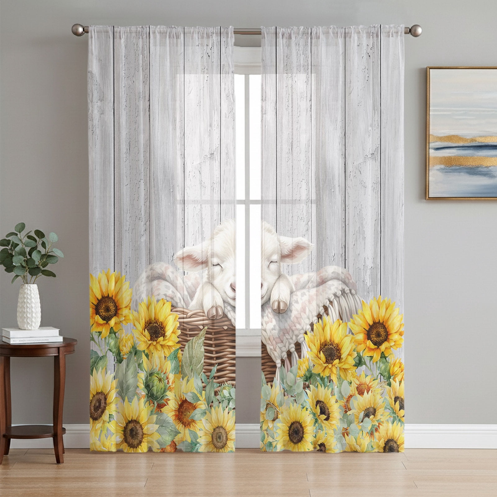Farmhouse Sheeps Sheer Curtains for Living Room Bedroom Country Cabins ...