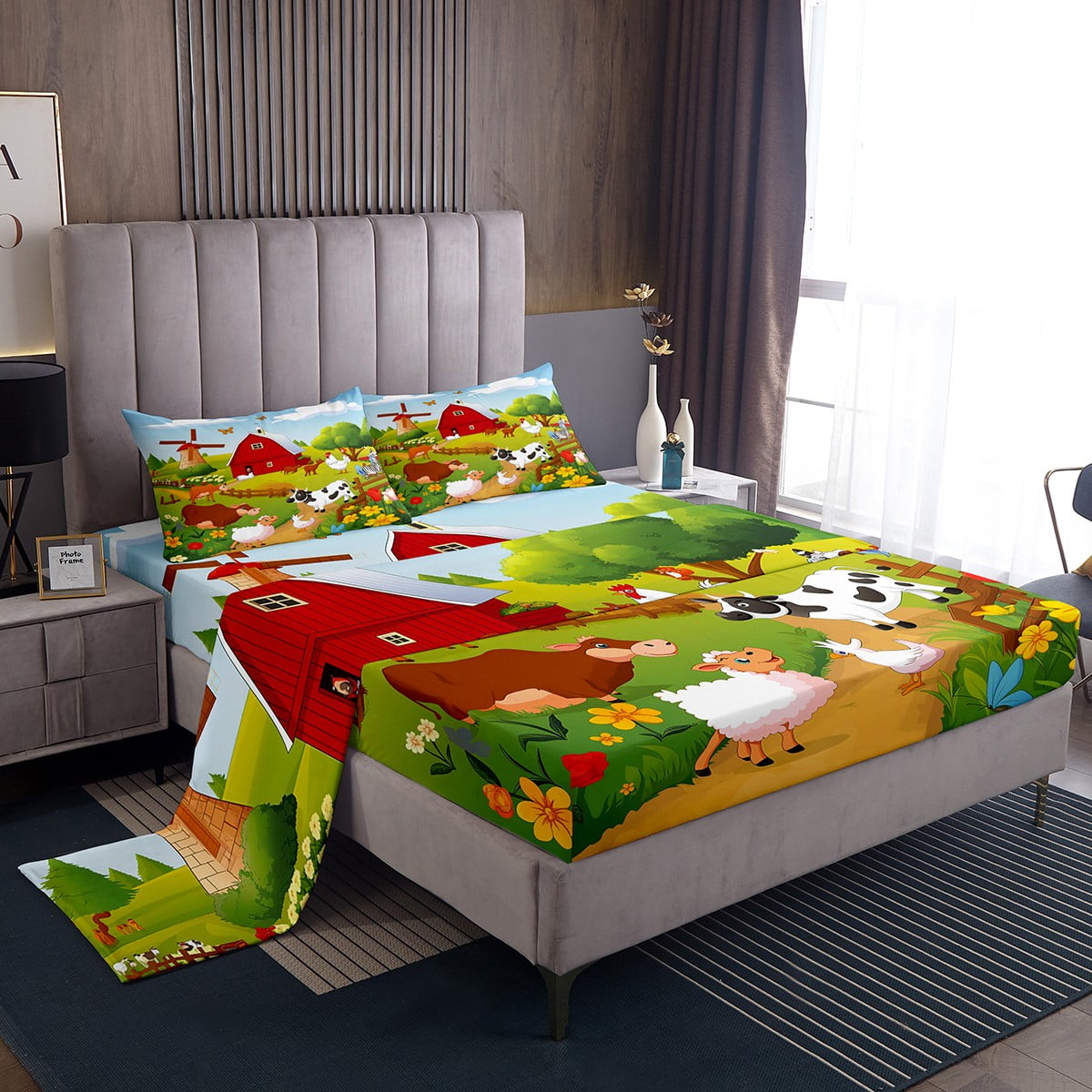 Farmhouse Sheet Set Farm Truck Sheets Lodge Cabin Barn Door Bed Sheets ...