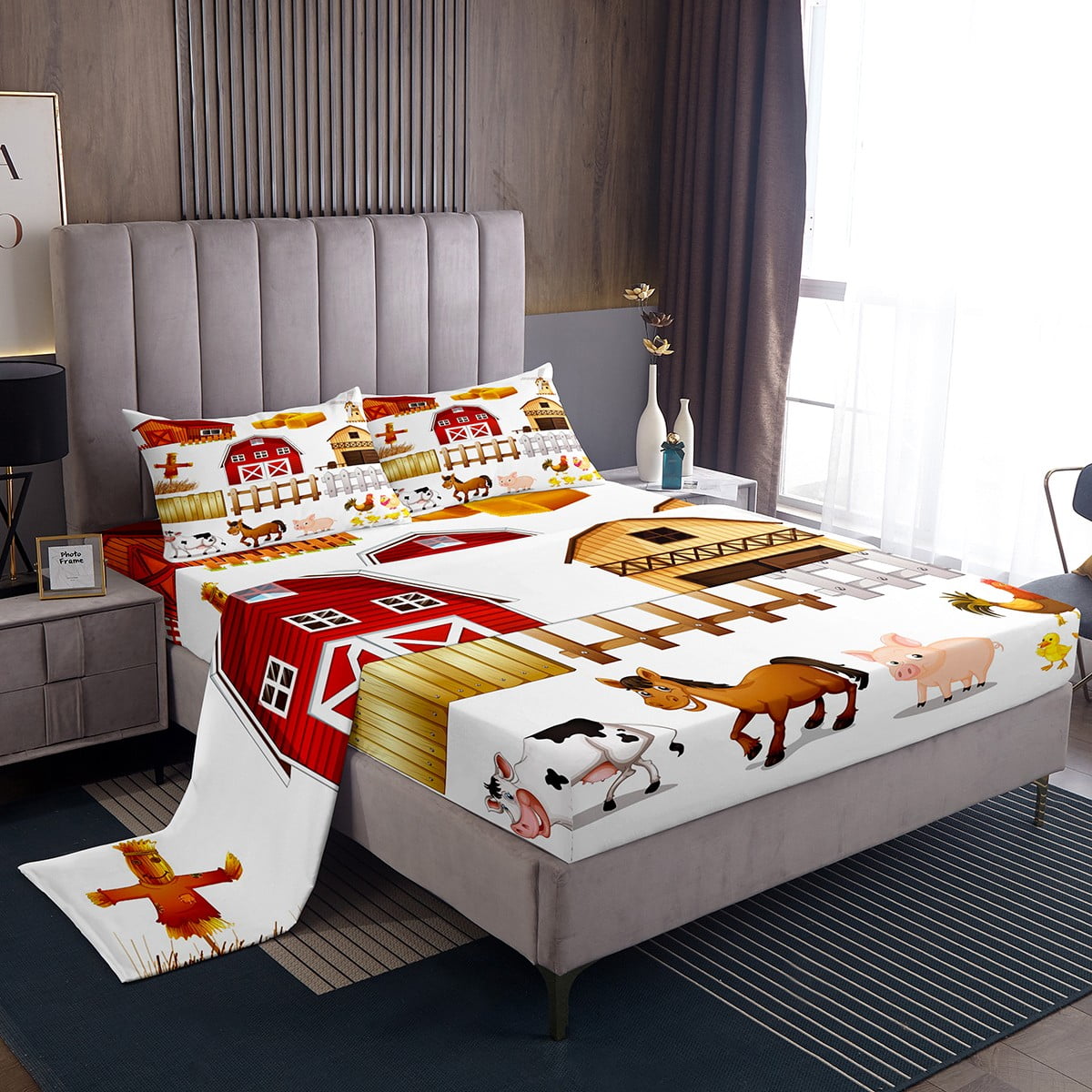 Farmhouse Sheet Set Sheets Lodge Cabin Barn Door Bed Sheets Set Twin ...