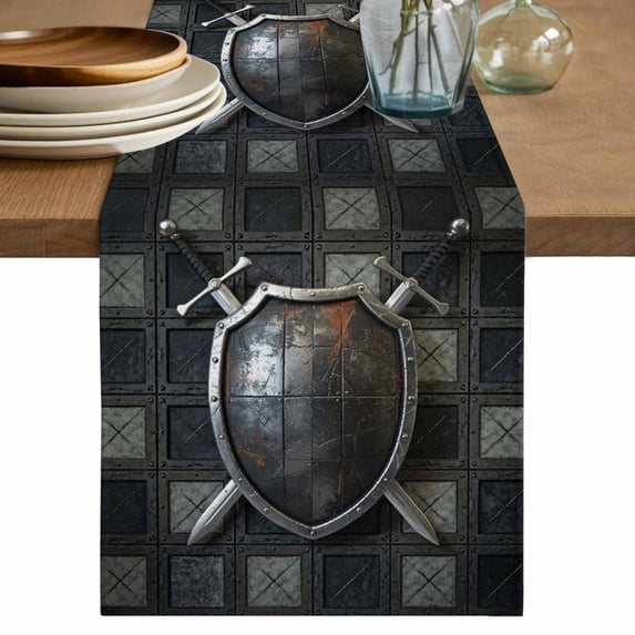 Farmhouse Shields Table Runner 72 Inches, Modern Vintage Shabby Chic ...