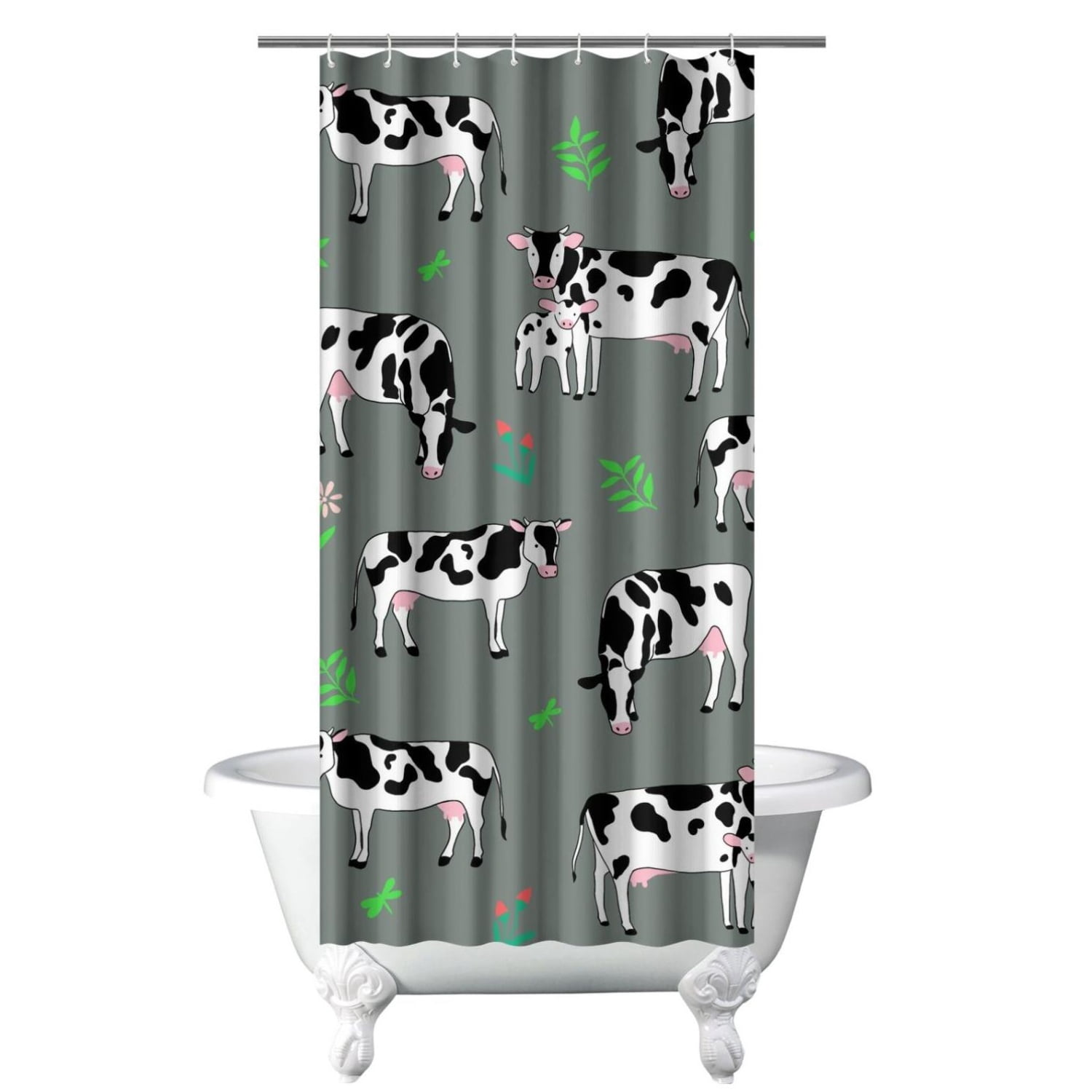 Farmhouse Shower Curtain - Cow Lovers Rustic Cow Print Bath Curtain ...