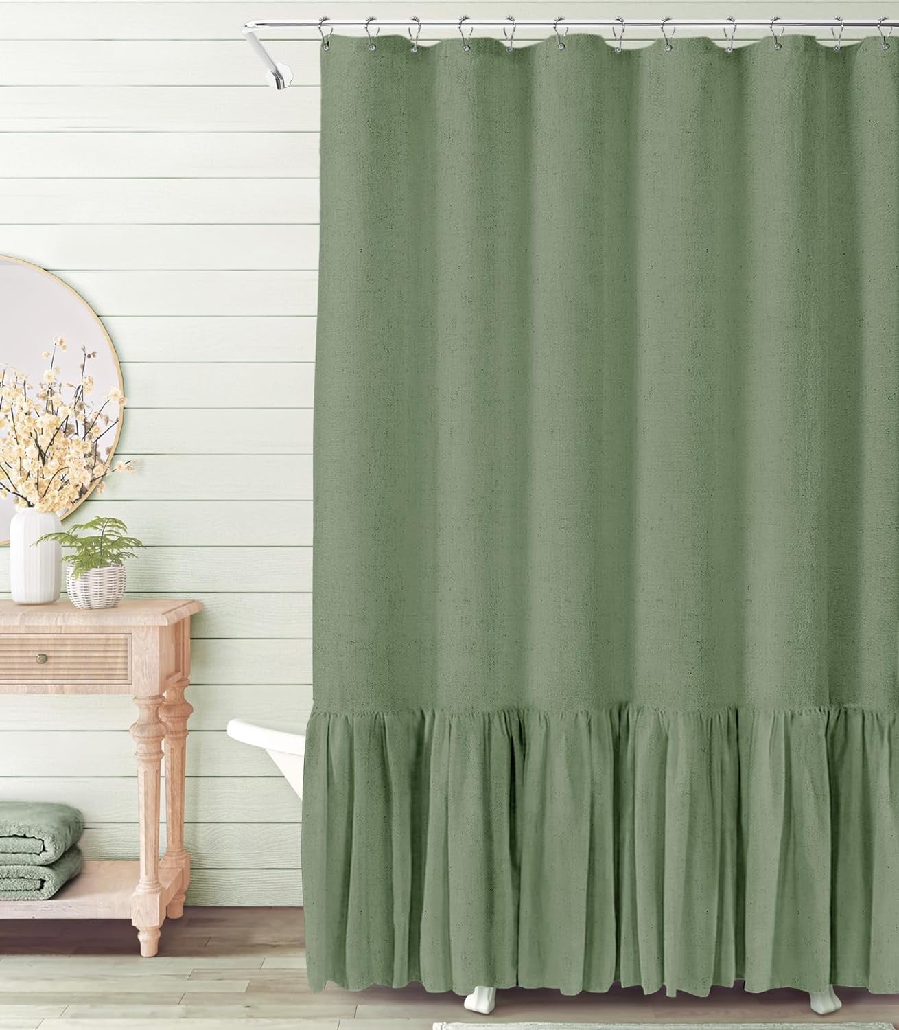 "Farmhouse Country Chic 72""x72"" Rustic Green Shower Curtain with ...