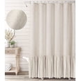 "Farmhouse Linen Ruffle Shower Curtain, Beige Water Repellent Fabric ...