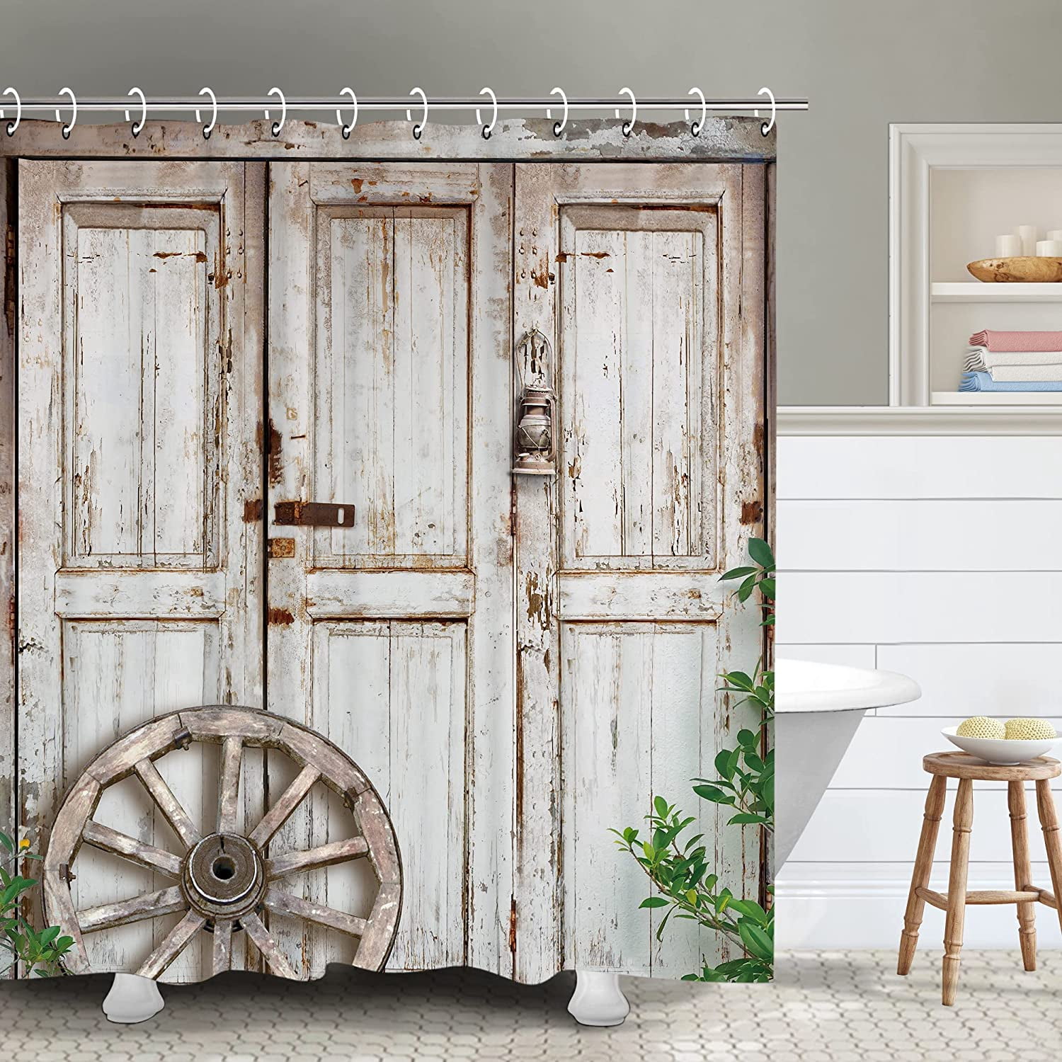 Farmhouse Shower Curtain Rustic Shower Curtain for Bathroom Barn Door ...