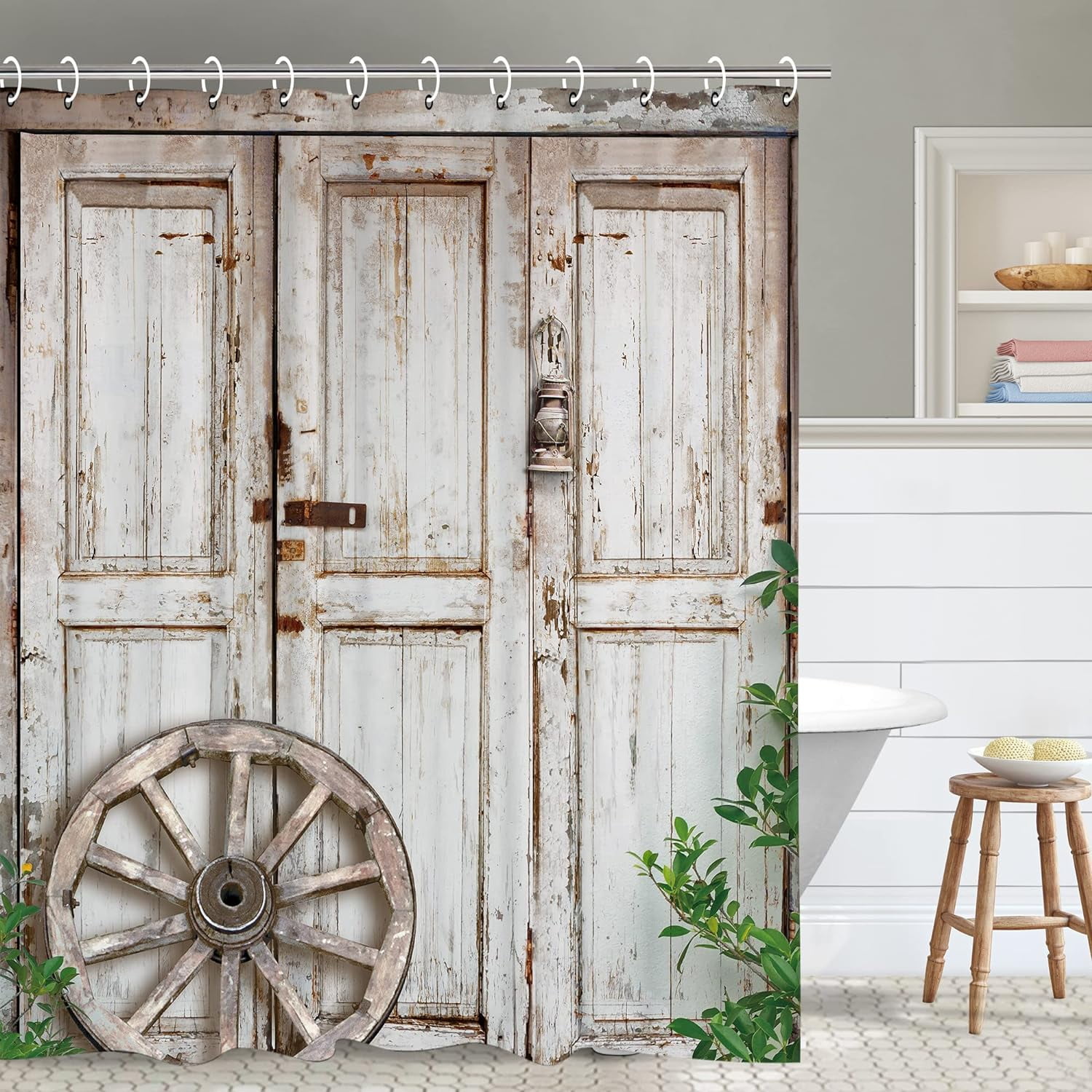 Farmhouse Shower Curtain Rustic Shower Curtain for Bathroom Barn Door ...