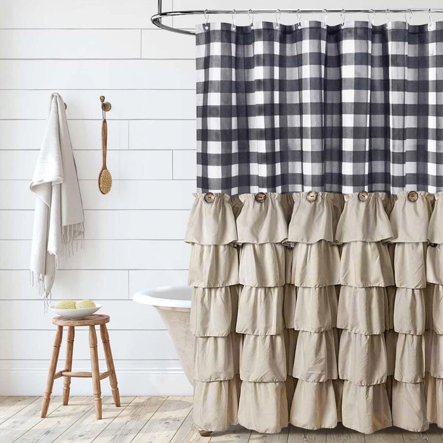 Farmhouse Shower Curtain Set With 12 Hooks Boho Shower Curtain With ...