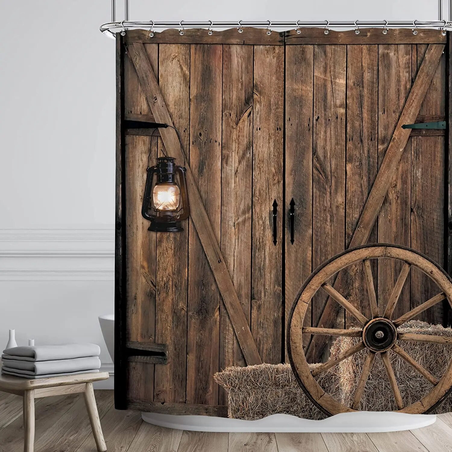 Farmhouse Shower Curtain Set Rustic Shower Curtain for Bathroom Barn ...