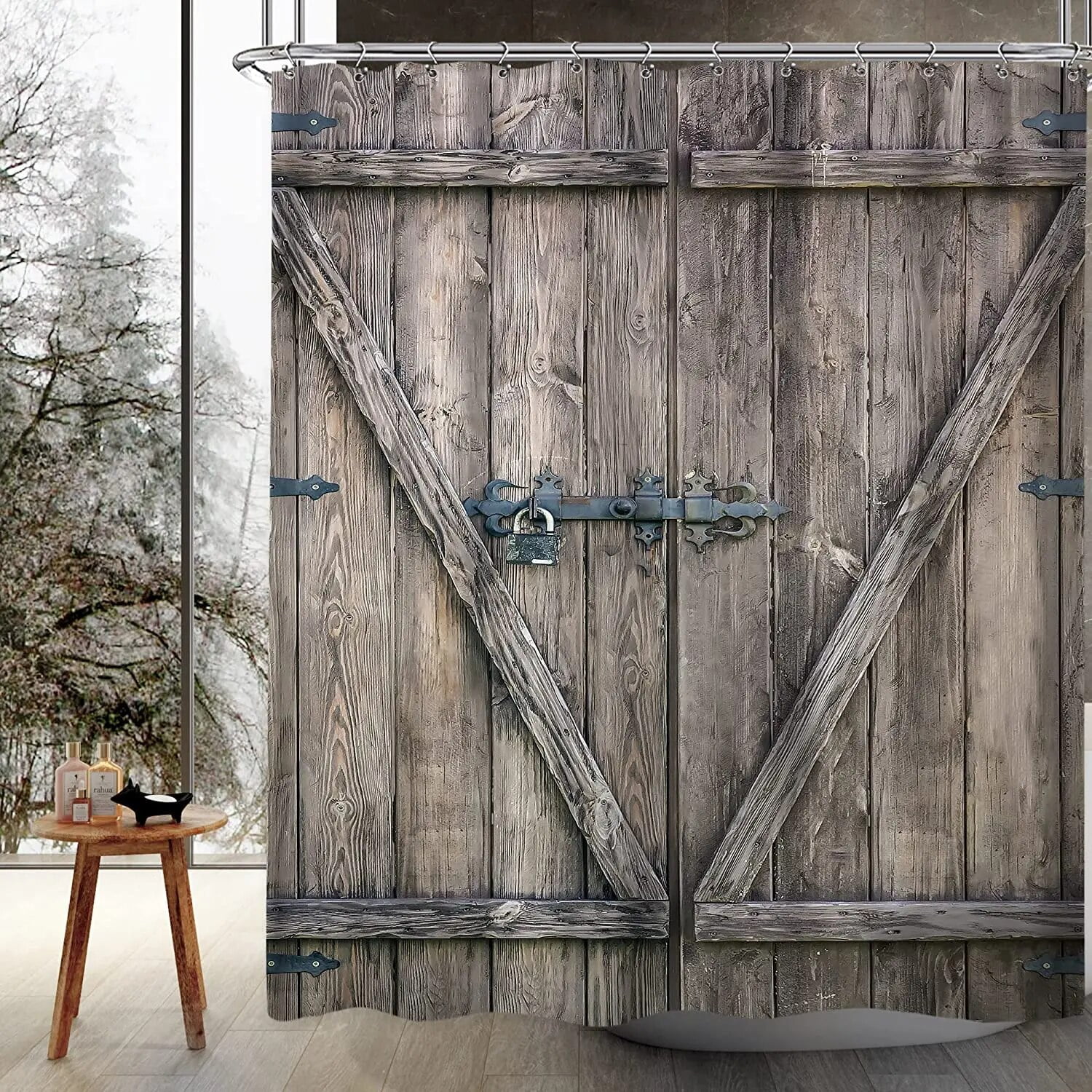 Farmhouse Shower Curtain Set Rustic Shower Curtain for Bathroom Barn ...