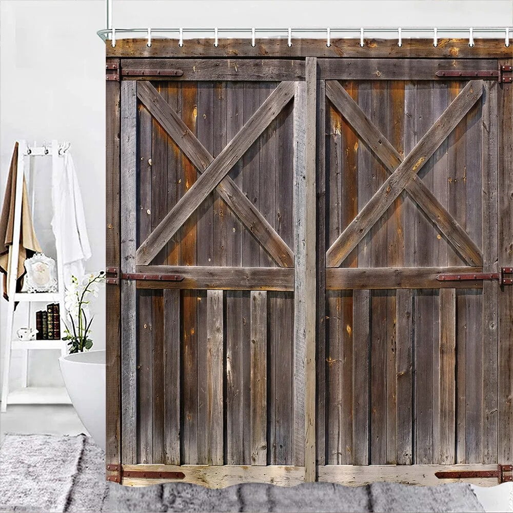 Farmhouse Shower Curtain Set Rustic Shower Curtain for Bathroom Barn ...