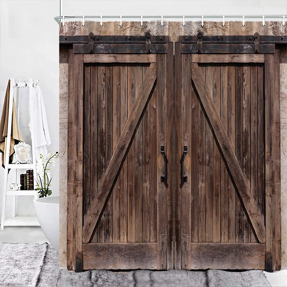 Farmhouse Shower Curtain Set Rustic Shower Curtain for Bathroom Barn ...