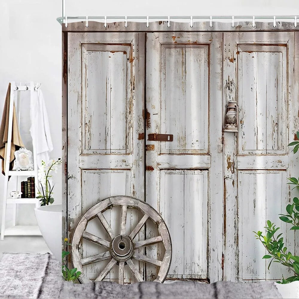 Farmhouse Shower Curtain Set Rustic Shower Curtain for Bathroom Barn ...