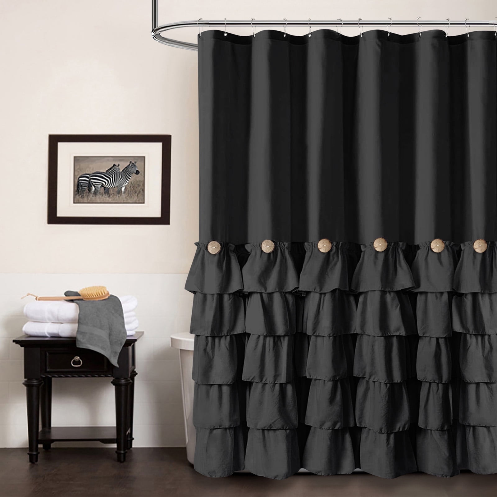 Cortina de Ducha Moderna 72'' x 72'' con Diseño de Granja, Negra ...