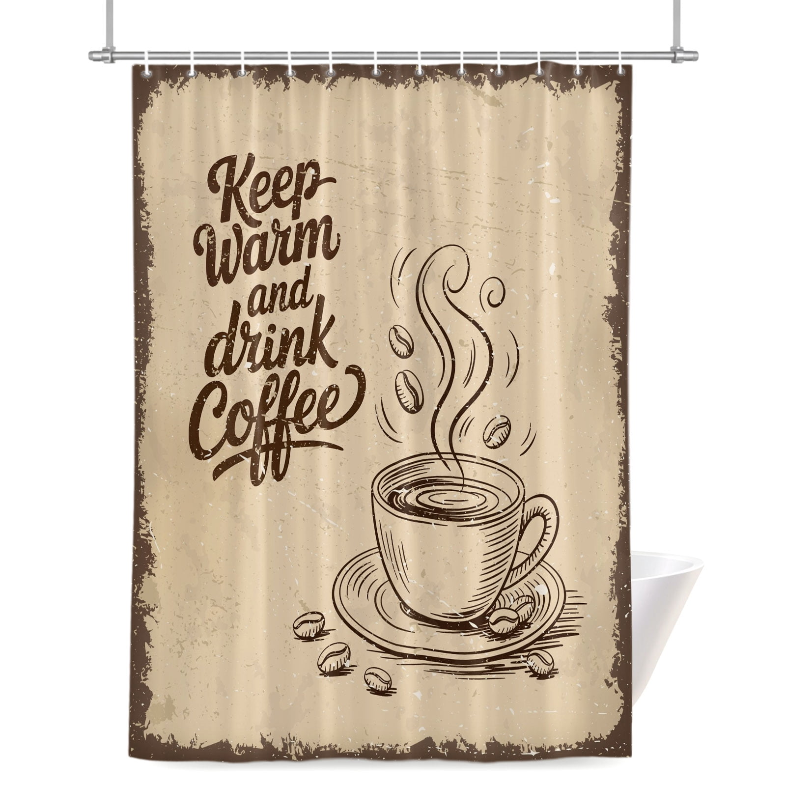Farmhouse Shower Curtains for Bathroom, Keep Warm And Drink Coffee ...