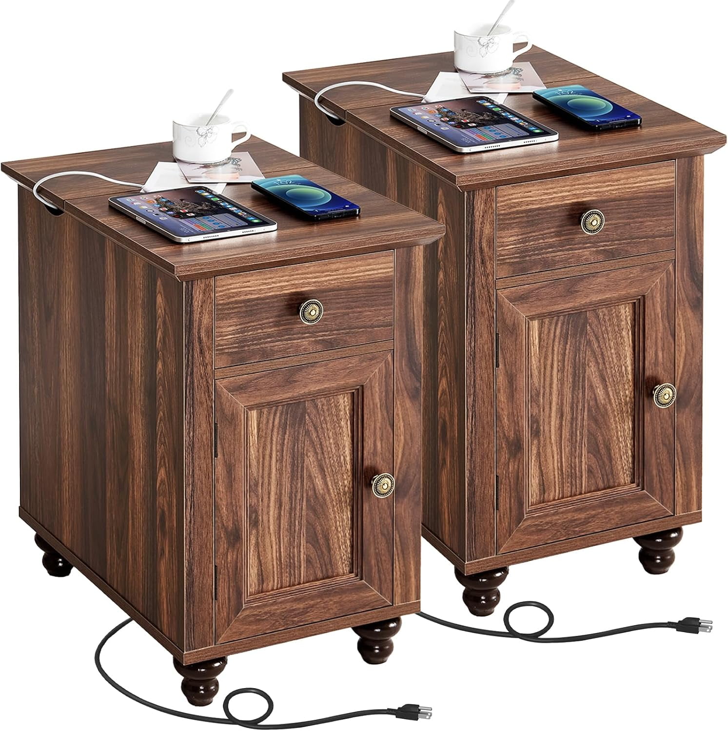 Farmhouse Side with Hidden Charging Station End with Door and Drawer ...