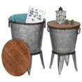 Farmhouse Side Tables Set of 2, Galvanized Metal Bucket End Table for ...