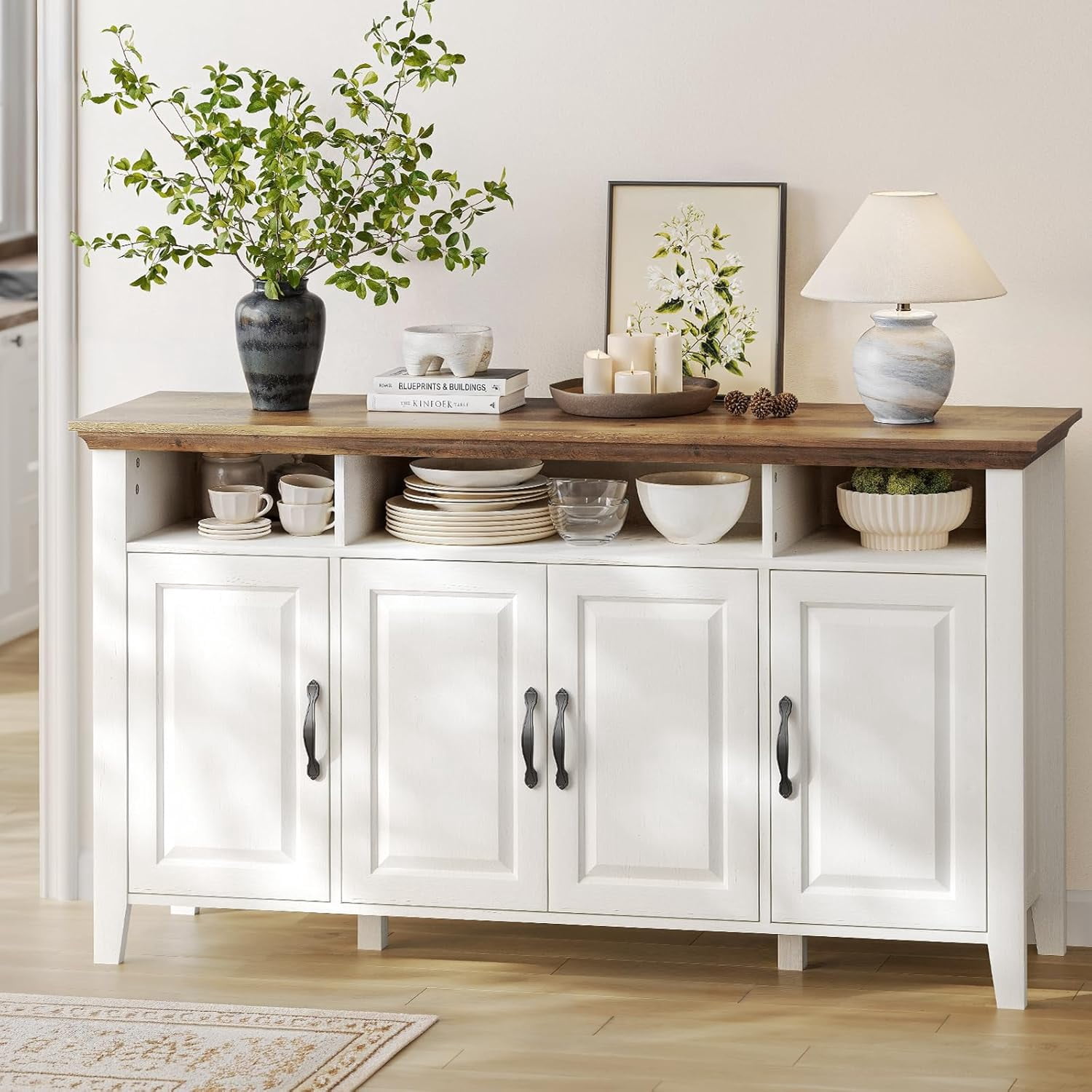 Farmhouse Sideboard Buffet Cabinet with Storage, Buffet Cabinet with ...