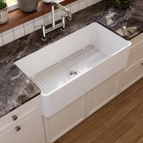 Farmhouse Sink 36 Inch Fireclay White Undermount Kitchen Sink, Apron ...