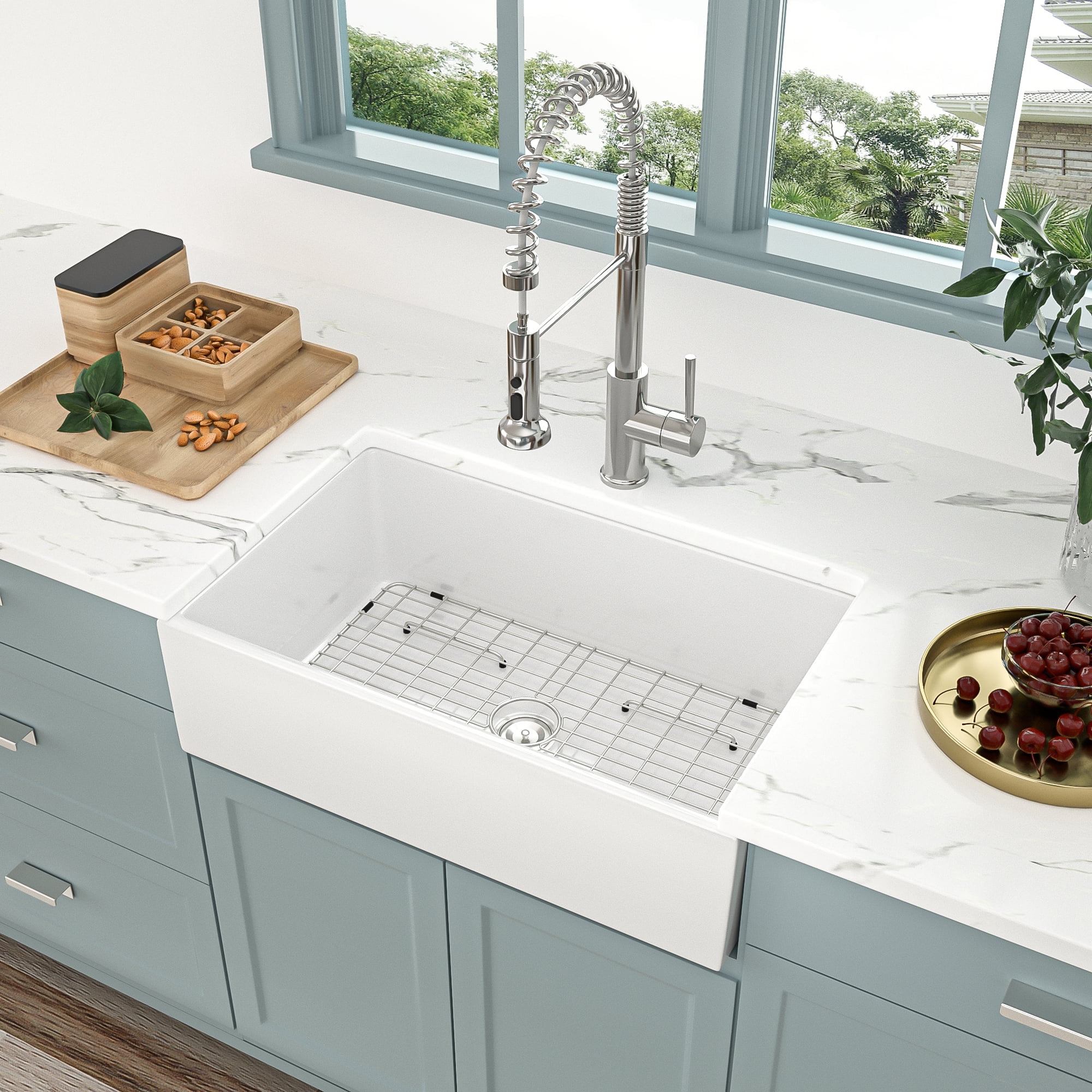 Farmhouse Sink Mocoloo 33" White Kitchen Fireclay Ceramic Porcelain ...