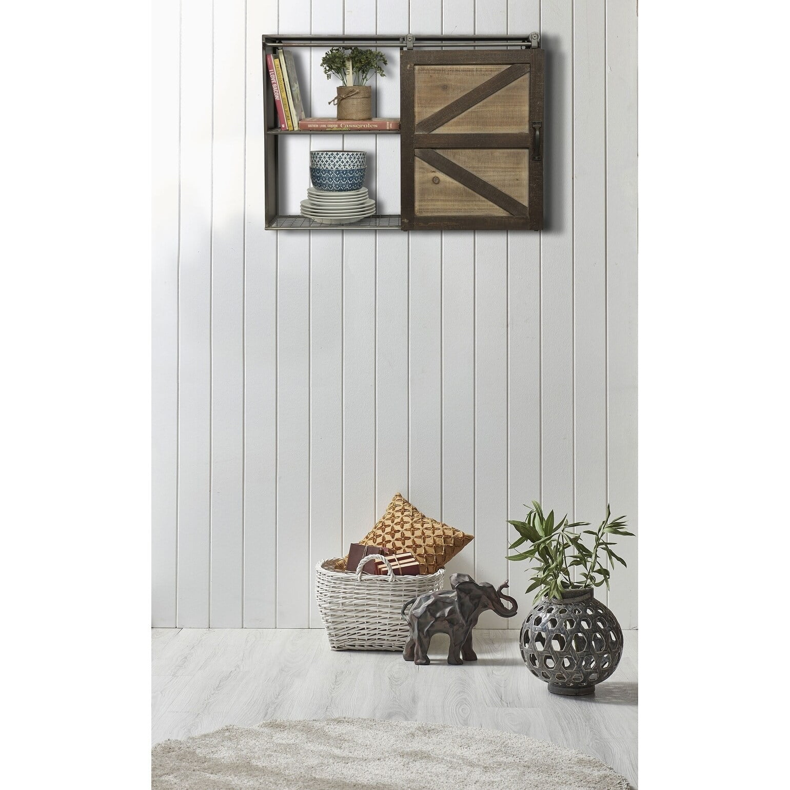 Farmhouse Sliding Barn Door Storage Cabinet Shelf - Walmart.com