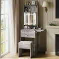 Farmhouse Small Vanity Desk Set with Mirror Cabinet Compact Makeup ...