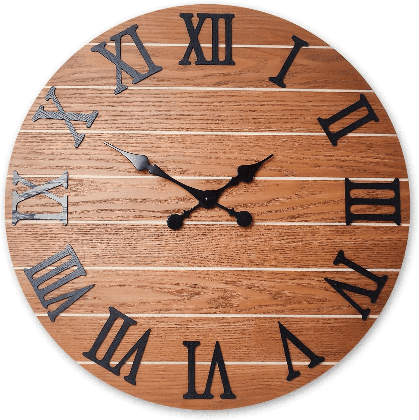 Farmhouse Solid Wood Clocks for Living Room Decor 24 Inch Brown Wall ...
