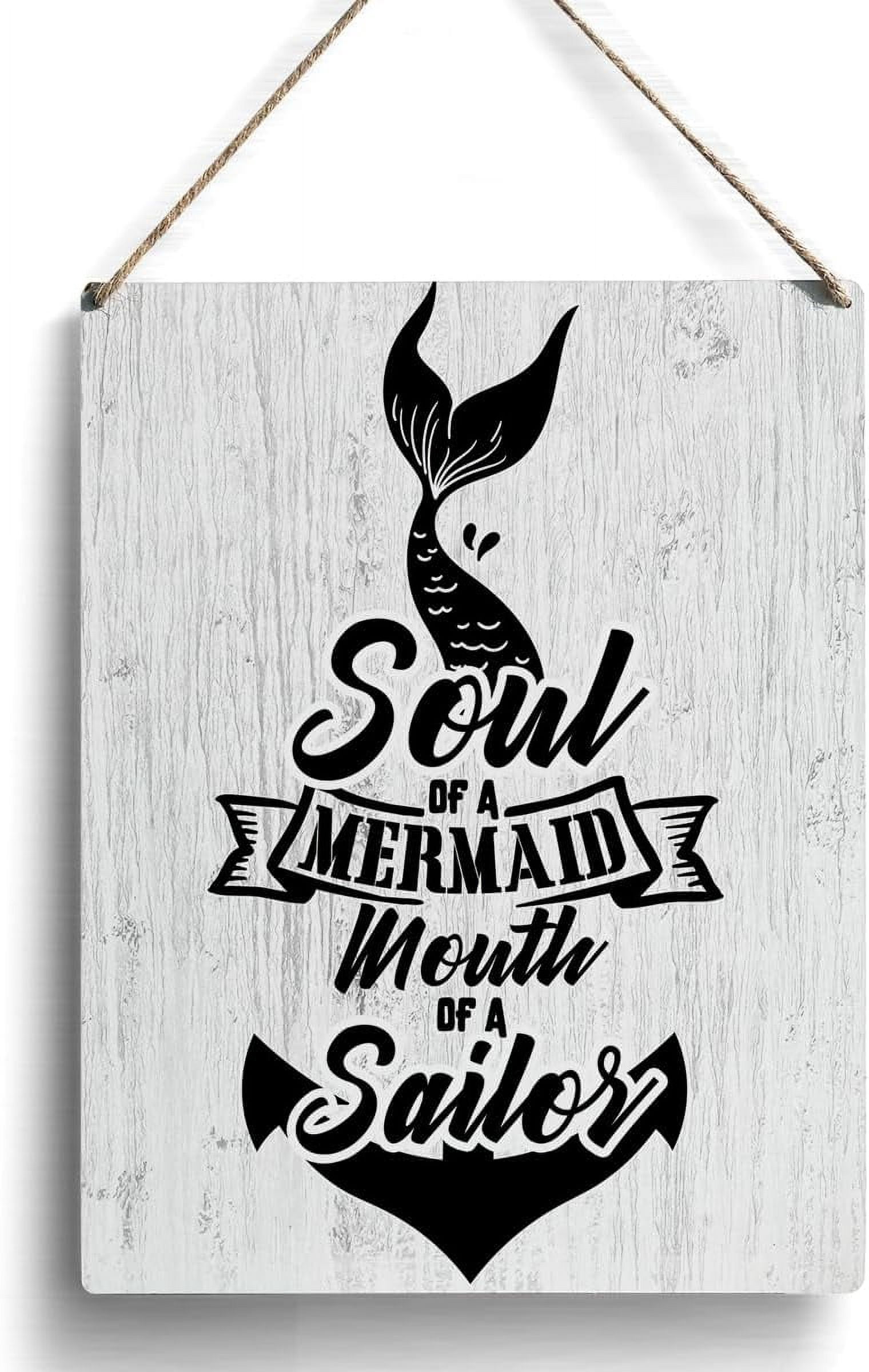 Farmhouse Soul of a Mermaid Wooden Sign Artwork, Summer Mermaid Wood ...
