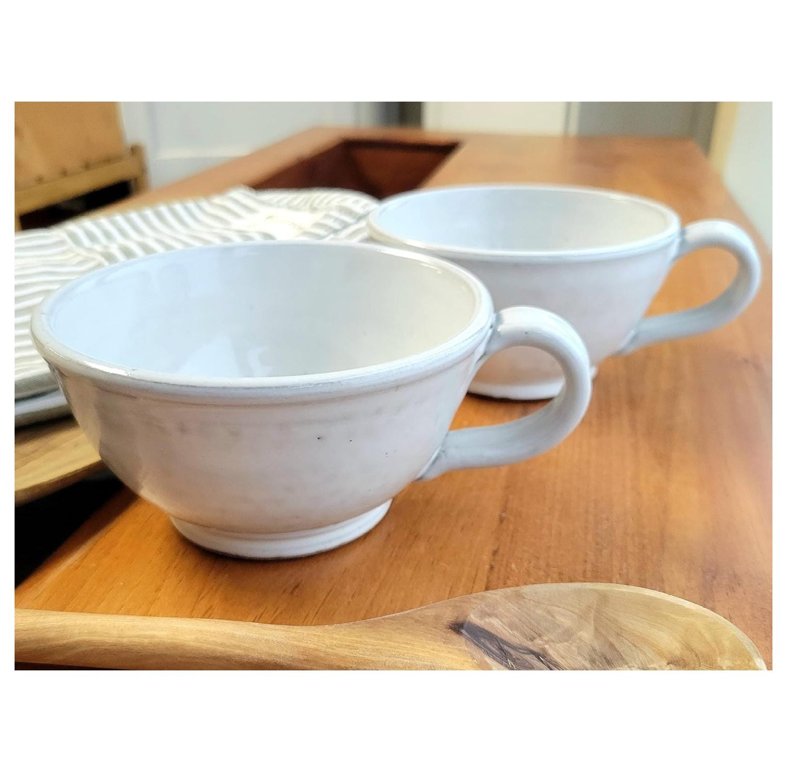 Farmhouse Soup Bowls with Handles Set of 2 Deep Large - Hanging Kitchen ...