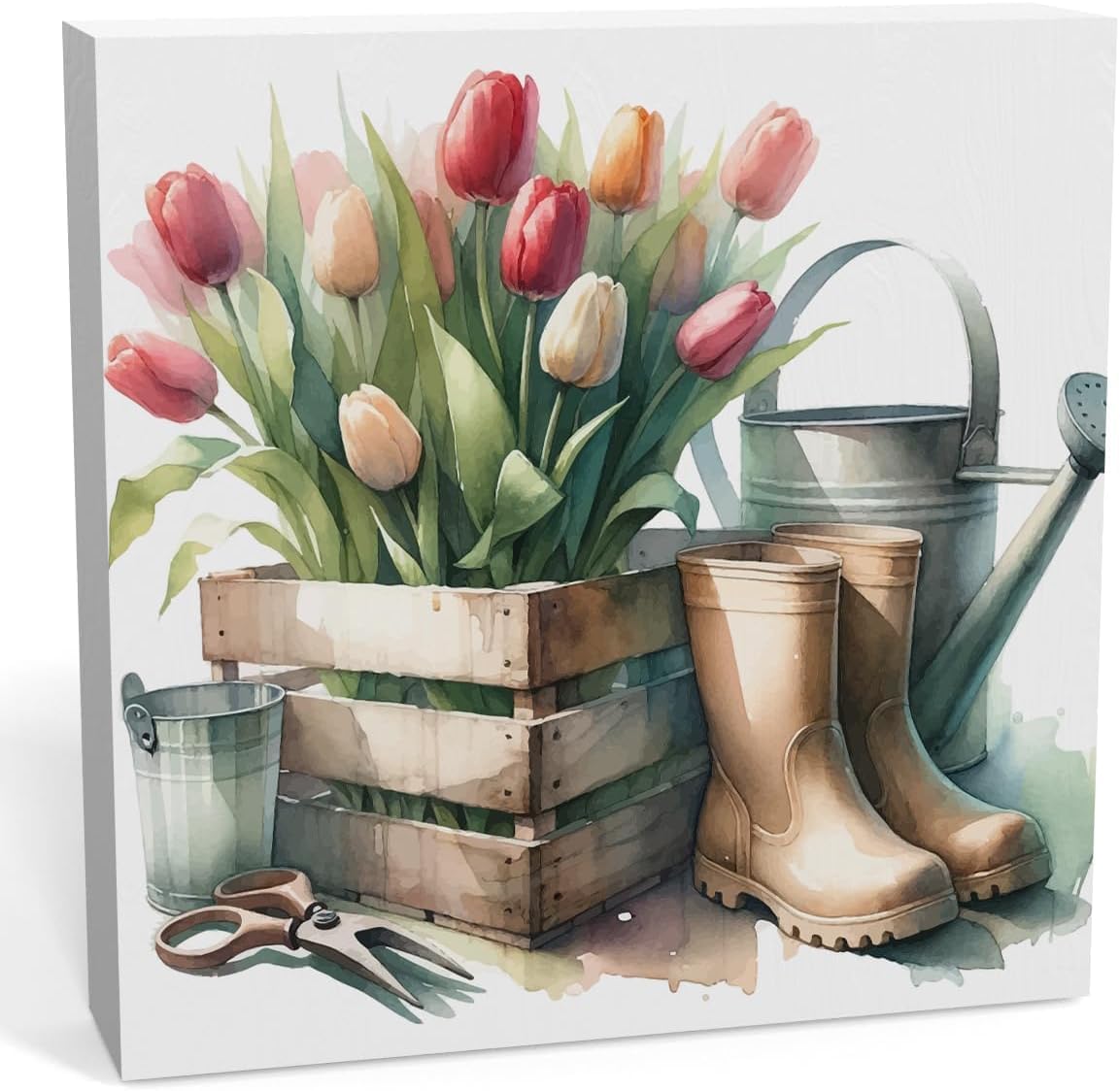 Farmhouse Spring Block Plaque Home Office Desk Decor Country Decor ...