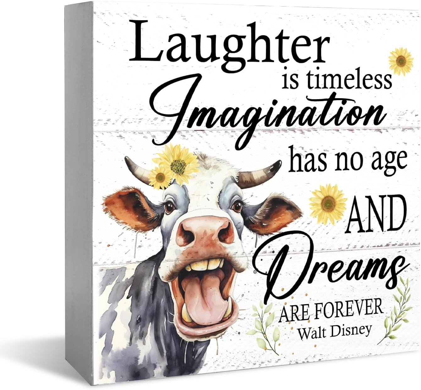 Farmhouse Spring Funny Cow Wooden Box Sign Desk Decor, Home Decor ...