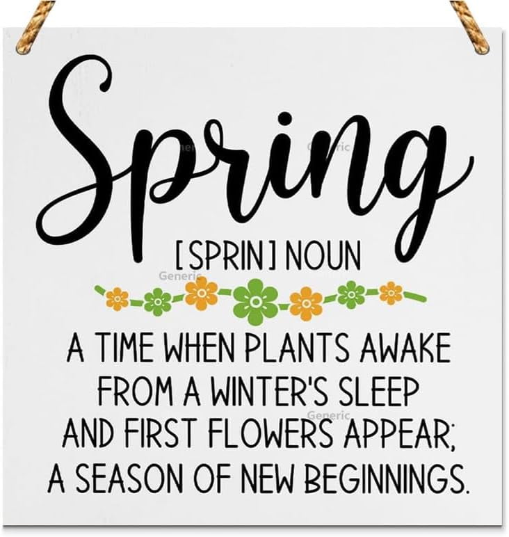 Farmhouse Spring Noun Sign Inspirational Decor Rustic Floral Plaque ...