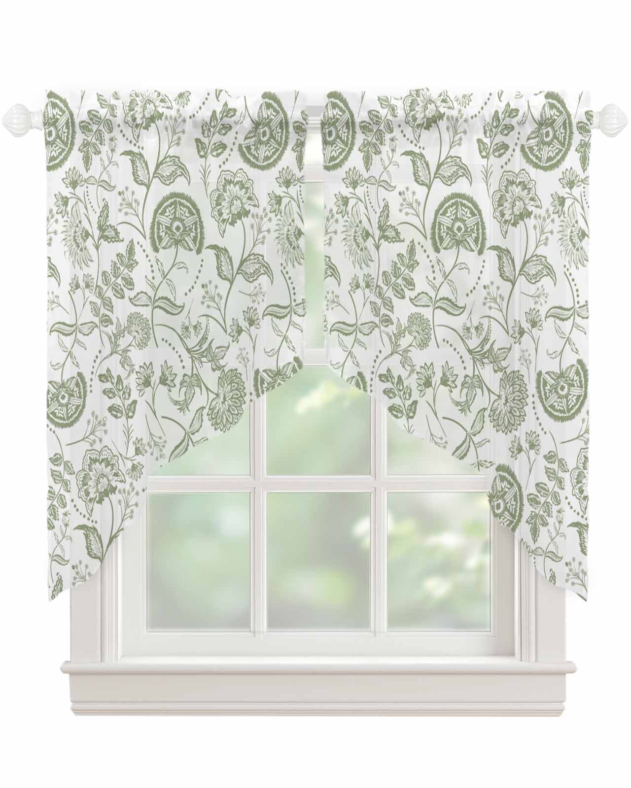 Farmhouse Spring Swag Valances for Windows, Sage Green Fruit Plant Leaf ...