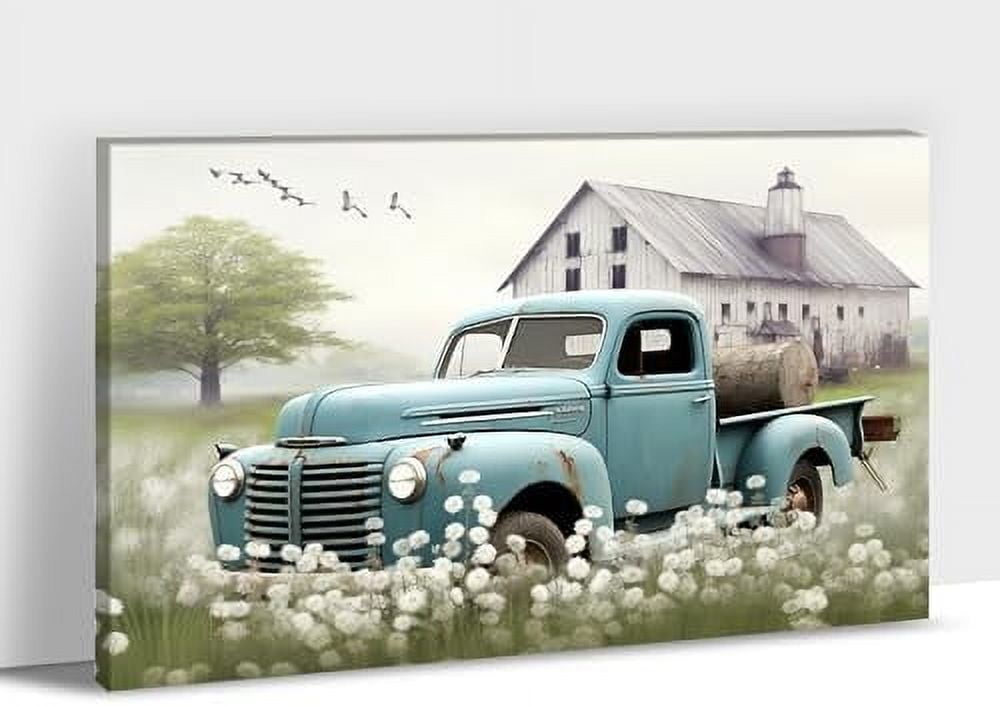 Farmhouse Spring Wall Art, Vintage Barn and White Florals Picture ...