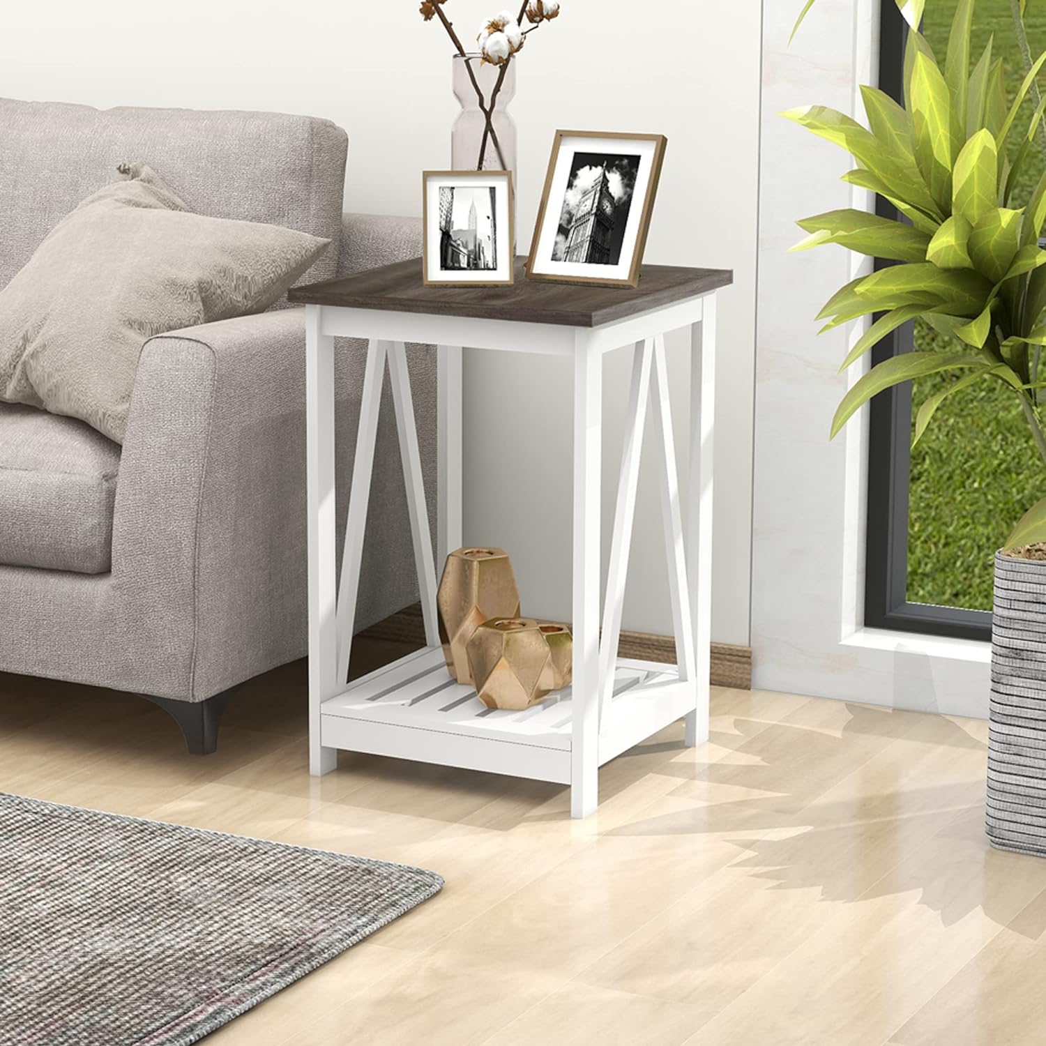 Mainstays End Table, Natural Finish Top with Black Frame - Walmart.com