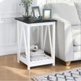 Farmhouse Square Side Table with Slat Design Decorative Side Table ...