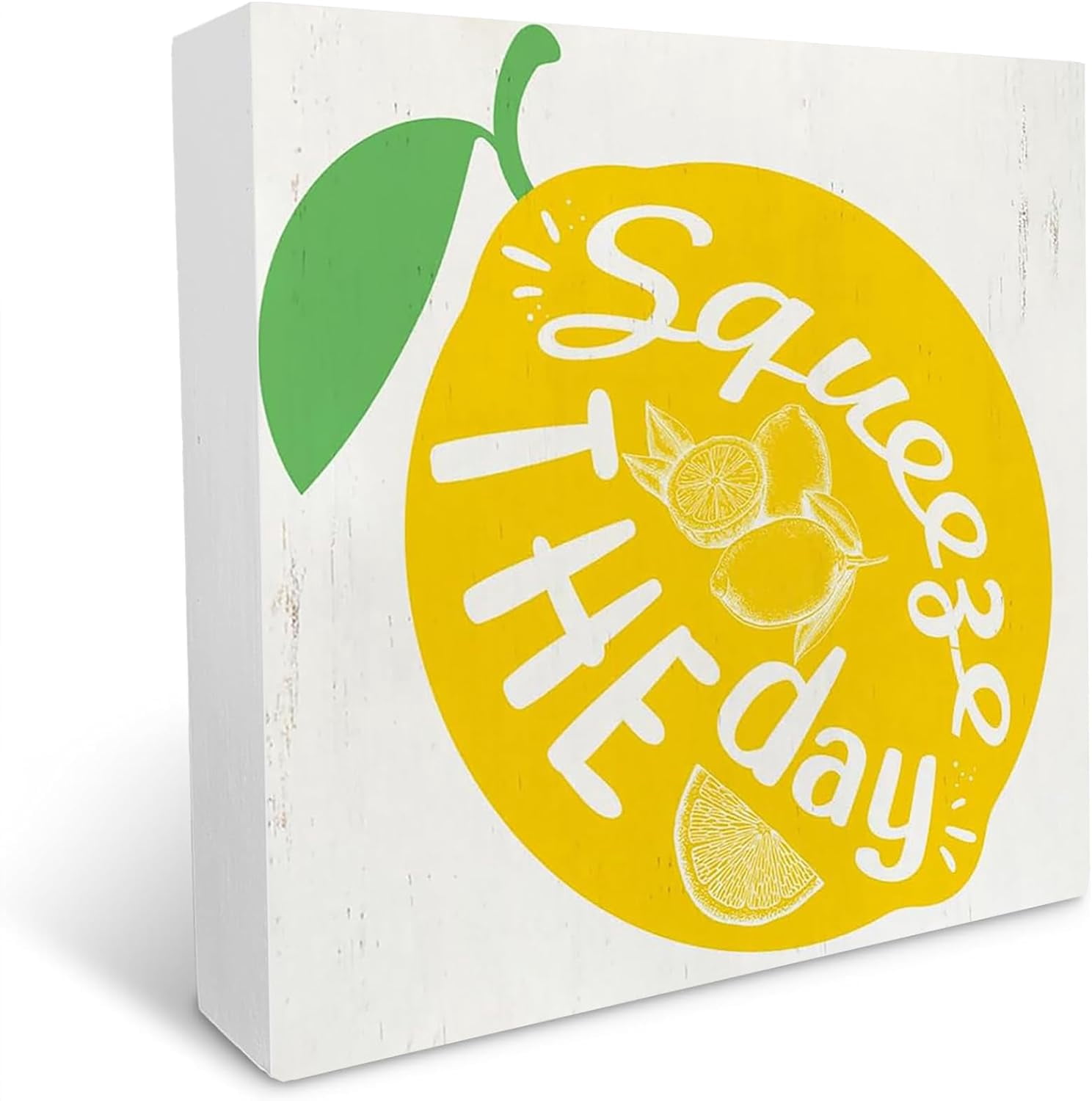 Farmhouse Squeeze The Day Wooden Box Sign Artwork Summer Lemon Wood ...