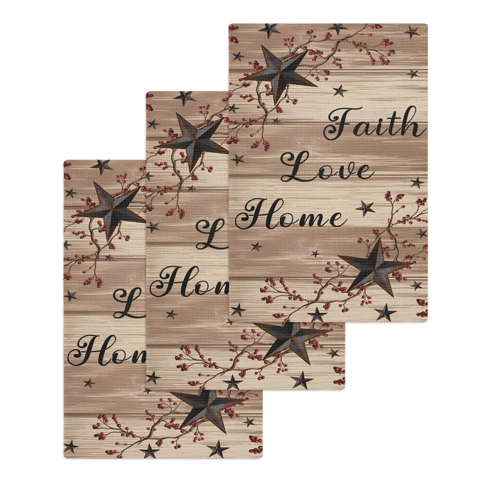 Farmhouse Star Brown Kitchen Dish Towels for Drying Dishes Set of 3 ...