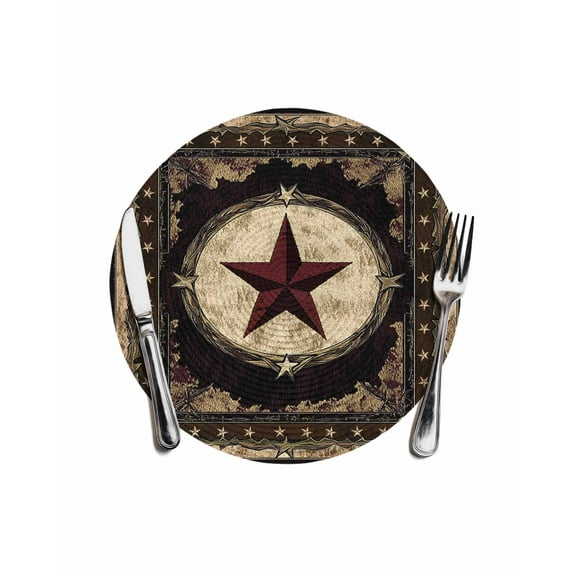 Farmhouse Star Western Round Table Placemats 1 pc, Brown Rustic ...