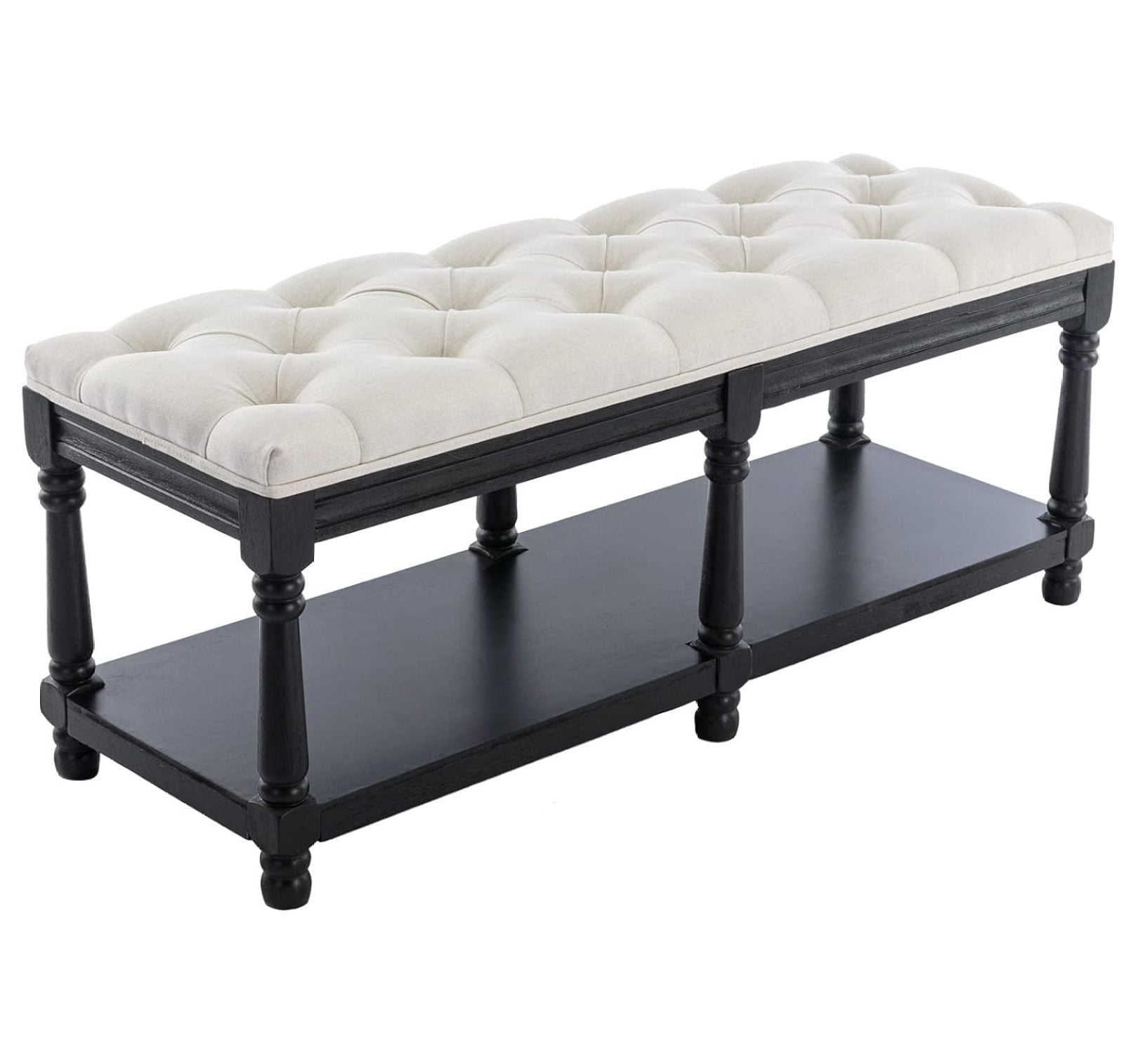 Farmhouse Storage Bench End of Bed Bench for Bedroom with Shelf 6 Foot ...