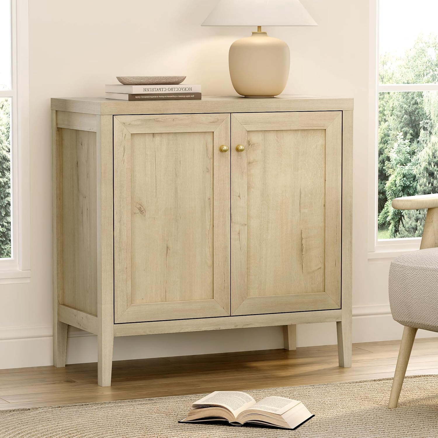 Farmhouse Storage Buffet Cabinet, Accent Cabinet with Adjustable ...