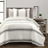 Farmhouse Stripe Reversible Cotton Quilt Black 2Pc Set Twin-Xl ...