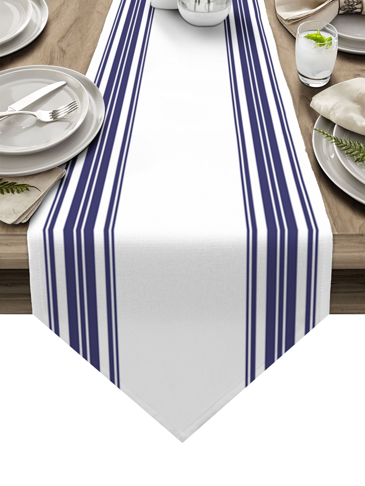 Farmhouse Stripes Blue Table Runner Home ration Dinner Tablecloth ...