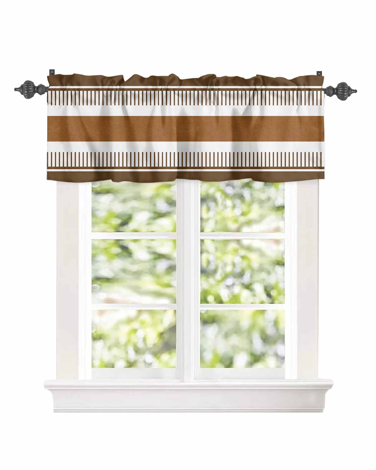 Farmhouse Stripes on White Window Valances for Kitchen,Rod Pocket ...