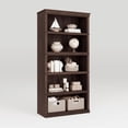 Farmhouse Style 5-Tier Bookcase - 67.4" Tall Real Wood Open Shelf for ...