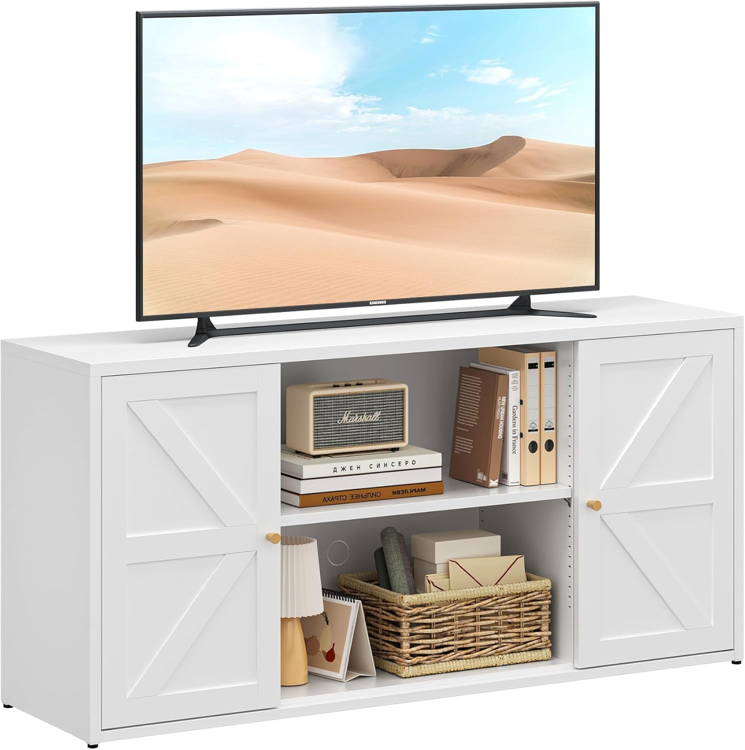 Farmhouse - Style 65 - inch Metal TV Stand: Entertainment Center with ...