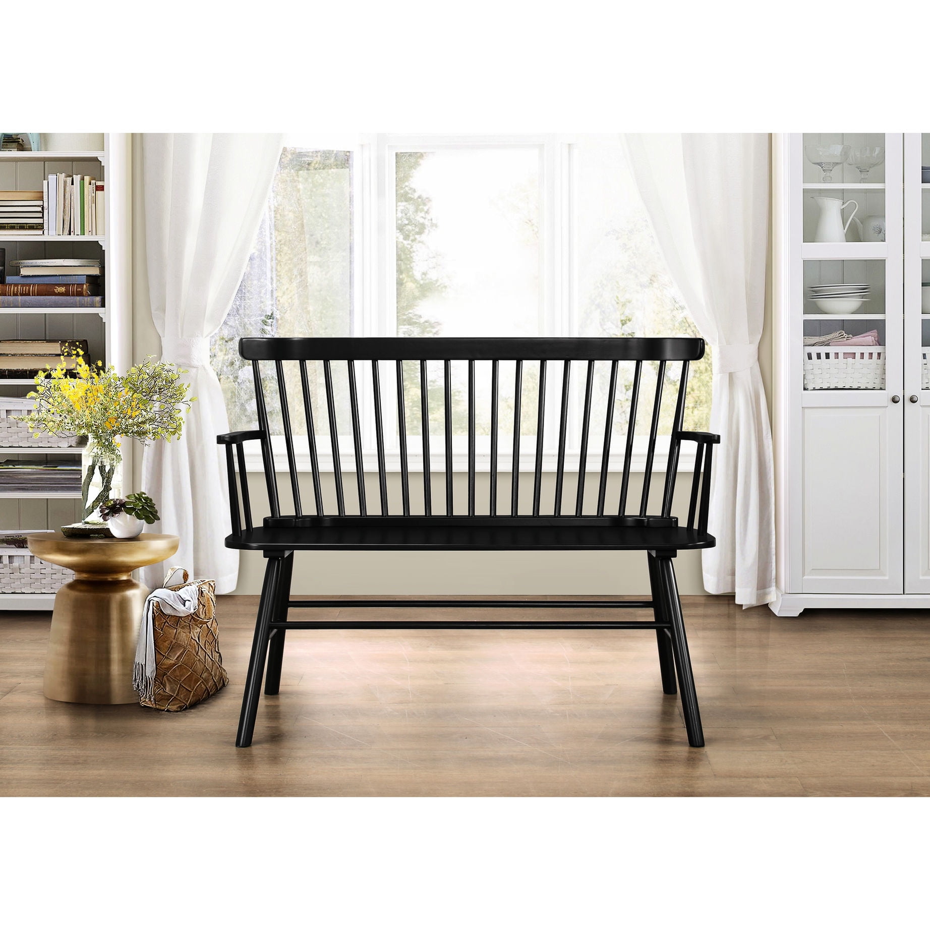 Farmhouse - Style Bench with Spindle Back | Used in Primary Living ...