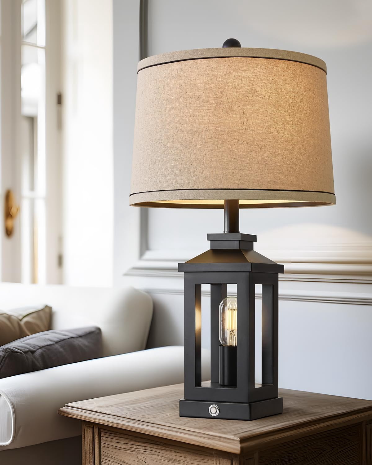 Farmhouse Style Black Table Lamp for Living Room Bedroom Nightstand ...